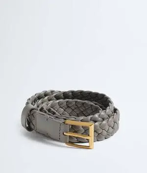 Bottega Veneta Intreccio Leather Belt Basalt