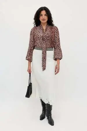 Rixo Moss Leopard Silk Blouse Regular