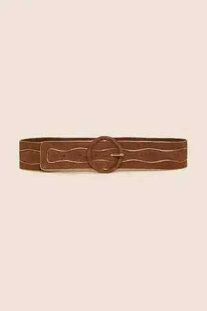 Rixo Catalina Tan Suede Leather Belt Regular - Brown