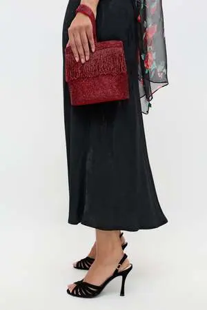 Rixo Sandrine Poppy Jacquard V-neck Midi Dress