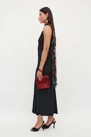 Rixo Sandrine Poppy Jacquard V-neck Midi Dress