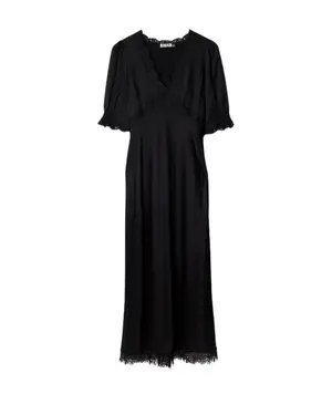 Rixo Annina Satin Midi Dress - Black