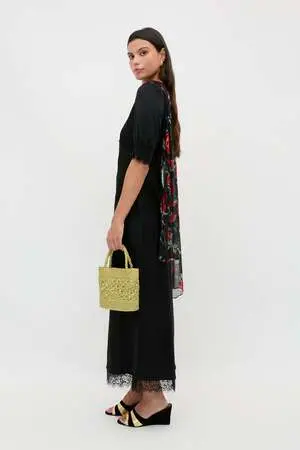 Rixo Annina Satin Midi Dress - Black