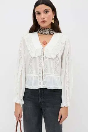 Rixo Maribelle Lace Top - Ivory