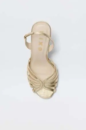 Rixo Leather Strappy Slingback Sandals - Gold