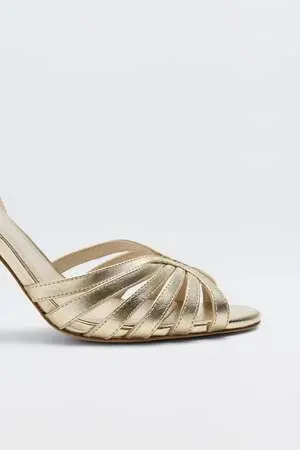 Rixo Leather Strappy Slingback Sandals - Gold