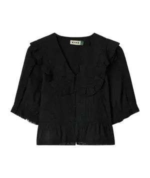 Rixo Ellery Puff-sleeve Top - Black