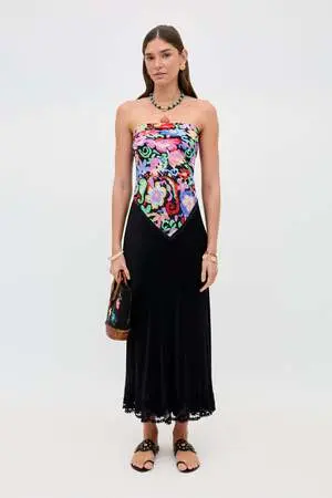 Rixo Lace-hem Midi Skirt - Black