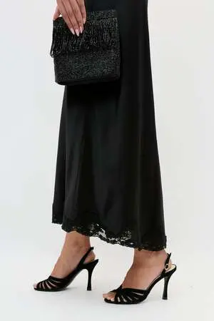 Rixo Lace-hem Midi Skirt - Black