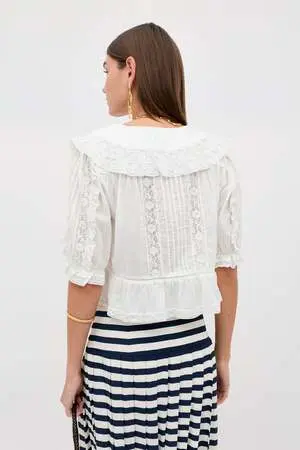 Rixo Ellery Puff-sleeve Top - White