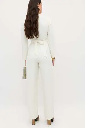 Rixo Emilia Silk Tuxedo Jumpsuit