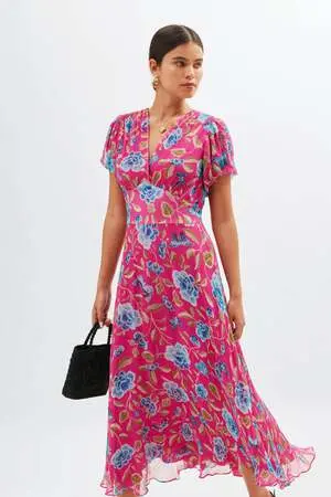 Rixo Corrine Butterfly Floral Dress
