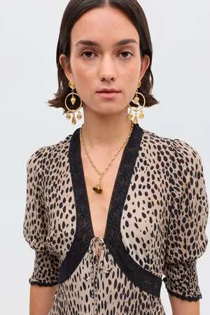 Rixo Amina Antelope Spot Midi Dress