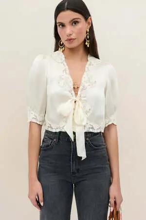 Rixo Amara Champagne Top - Cream