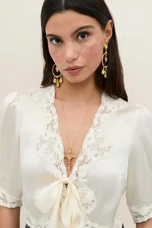 Rixo Amara Champagne Top - Cream