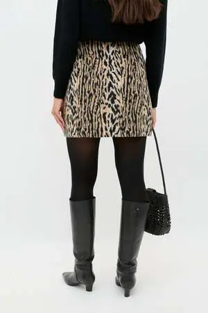 Rixo Mariah Bohemia Leopard Cotton Midi Skirt