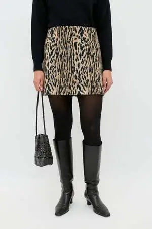 Rixo Mariah Bohemia Leopard Cotton Midi Skirt