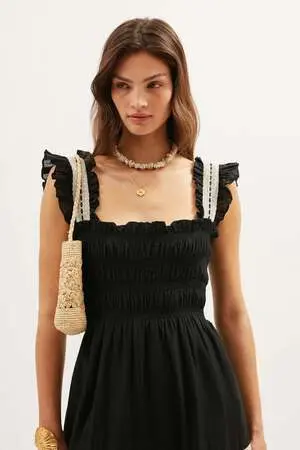 Rixo Aubrie Tiered Midi Dress - Black