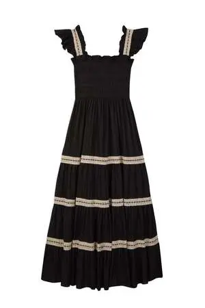 Rixo Aubrie Tiered Midi Dress - Black