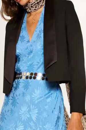 Rixo Zadie Daisy Jacquard V-neck Midi Dress - Blue