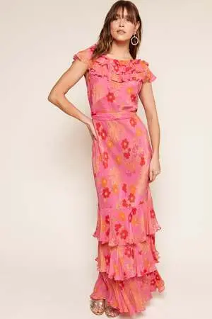 Rixo Rio French Floral Gown - Pink