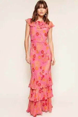 Rixo Rio French Floral Gown - Pink