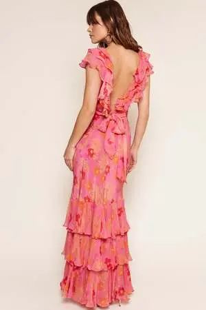 Rixo Rio French Floral Gown - Pink