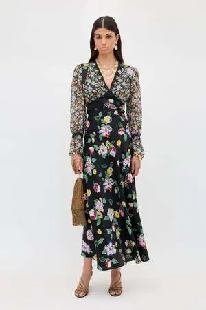 Rixo Arlena Kimmie Mix Dress - Black