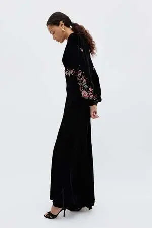 Rixo Emory Blossom Embroidered Midi Dress