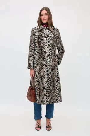 Rixo Bohemia Leopard Print Mid-length Coat