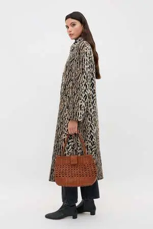 Rixo Bohemia Leopard Print Mid-length Coat