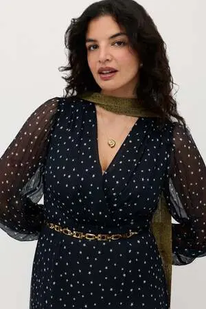 Rixo Elsie Starry Night Viscose Midi Dress - Navy