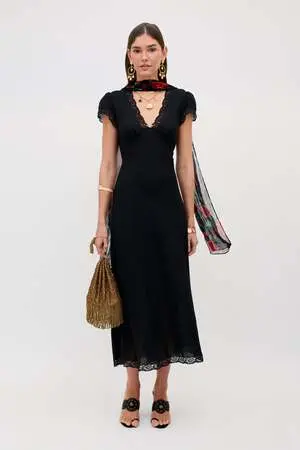 Rixo Clarice Midi Dress - Black