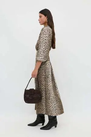 Rixo Izzy Antelope Spot Midi Dress