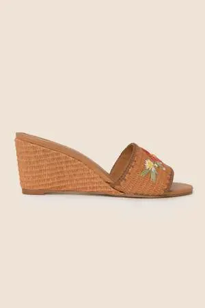 Rixo Vardi Cinnamon Raffia Wedge Regular