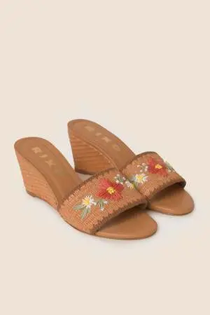 Rixo Vardi Cinnamon Raffia Wedge Regular