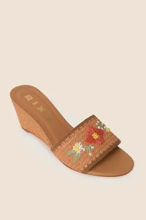 Rixo Vardi Cinnamon Raffia Wedge Regular