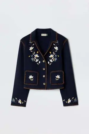 Rixo Sunday Petal Embroidery Wool Jacket Regular