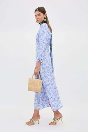 Rixo Katie Dress In Tulip Fields Cornflower Print
