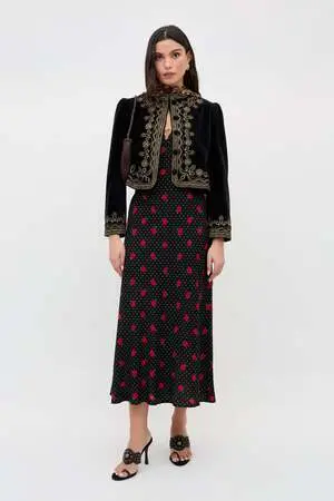 Rixo Clarice Rose Spot Dress - Black