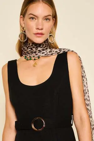 Rixo Julien Scarf Antelope Spot Black No Value Regular