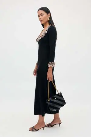 Rixo Mika Antelope Spot Knit Midi Dress