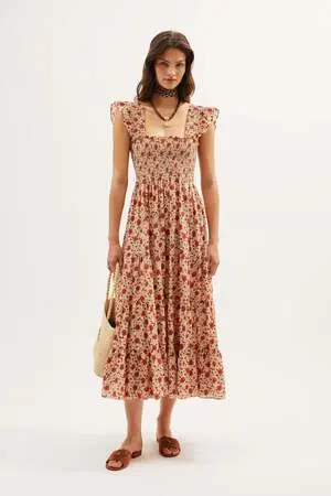Rixo Kendall Eva Floral Dress - Cream