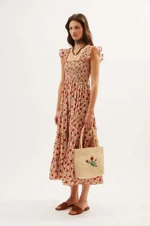Rixo Kendall Eva Floral Dress - Cream