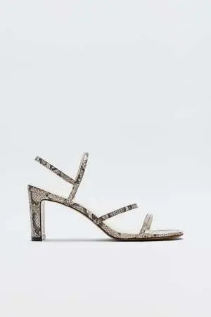 Rixo Ciervo Snakeskin Leather Sandals Regular - Brown