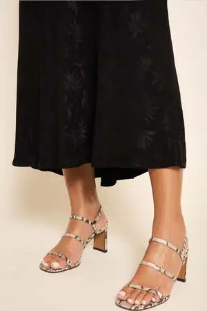 Rixo Ciervo Snakeskin Leather Sandals - Brown