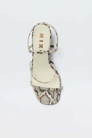 Rixo Ciervo Snakeskin Leather Sandals - Brown