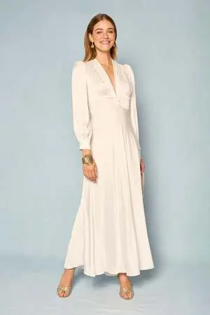 Rixo Emory Silk Gown Regular - Ivory
