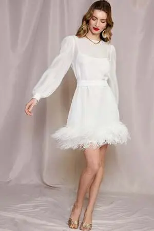 Rixo Letty Feathered Mini Dress Regular