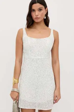 Rixo Ronan Squiggle Sequin Sequin Mini Dress Regular - Ivory